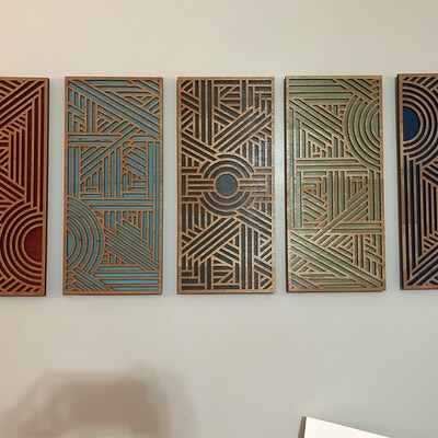 Geometric Mountain Triptych, Three Panels, Rustic Style Wall Art, Mountain Range, Lodge Decor - Etsy