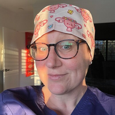 Handmade Aqua Sparkle Glitter Surgical Scrub Cap With Adjustable Toggle ...