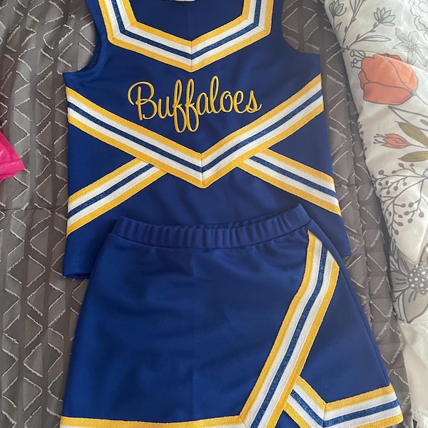 Blue & Gold Cheer Uniform, Blue and Yellow Cheerleading Uniform, Girls ...