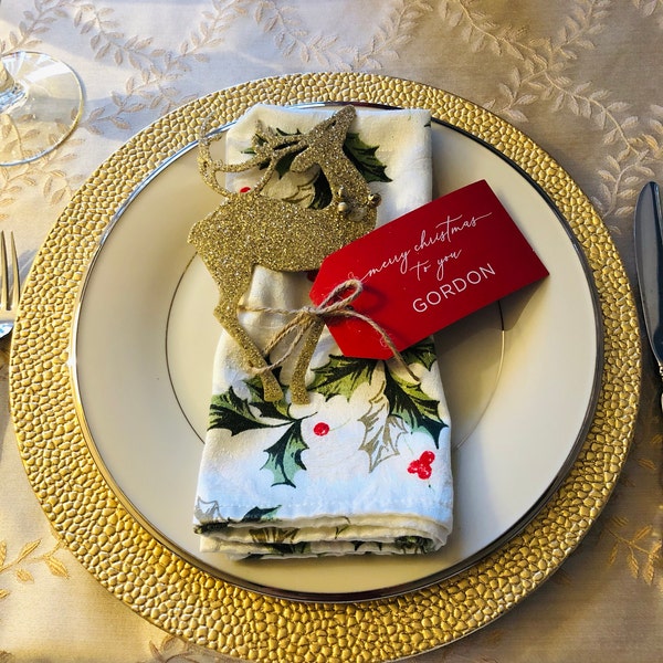 Christmas Place Card, Christmas Name Card Tags, Christmas Napkin Tags ...