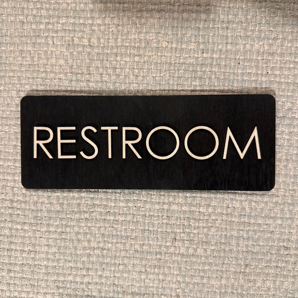 Modern Raised Text Restroom Sign - Various Wood Finishes - Birch ...