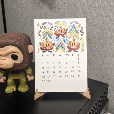 Hand-lettered 2024 Desk Calendar, Watercolor and Calligraphy Calendar ...