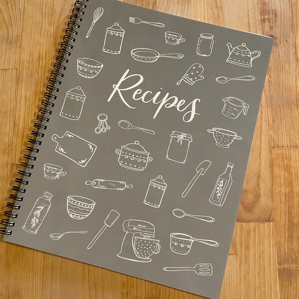 Blank Recipe Notebook Large Recipe Book Kitchen Utensils Recipe Journal ...