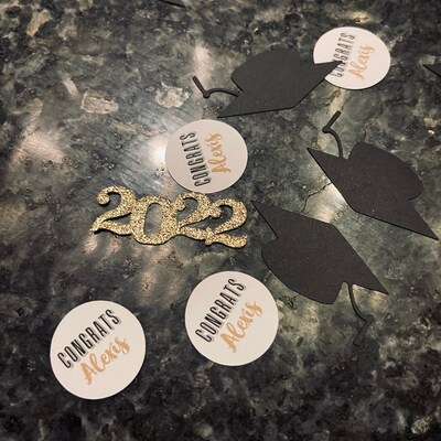 Graduation Party Confetti Graduation Year and Personalized Name Gold ...