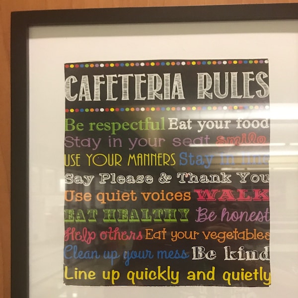 Cafeteria Lunchroom Rules Expectations Sign Poster School Teacher ...