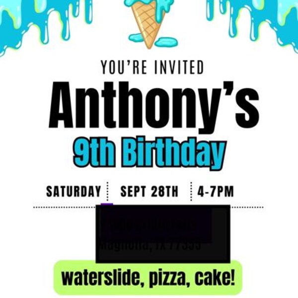 Baseball Drip Party Invitation, Ice Cream Drip, Swimming, Water ...