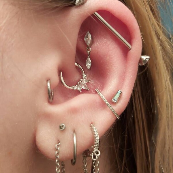 925K Silver Helix Flat Back Earring Piercing, Cartilage Earring Jewelry ...