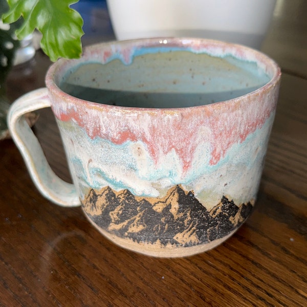 Handmade Drippy Blue Mountain Mug - Etsy