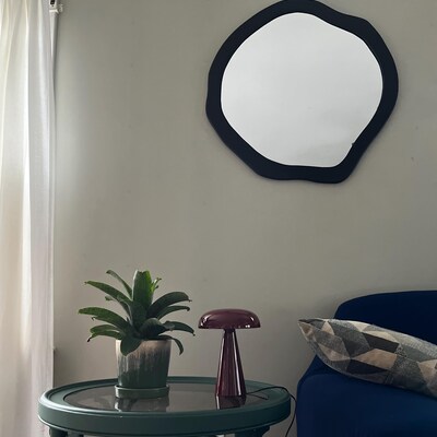 Wavy Concrete Mirror, Artistic Irregular Rock Mirror, Organic Home ...