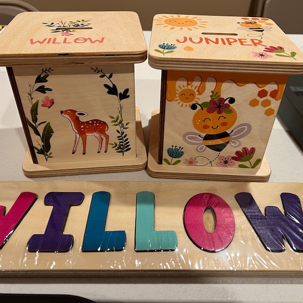 Personalized Piggy Bank, Bee Coin Bank, Wooden Piggy Bank, Educational ...