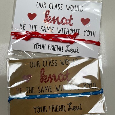 Knot Valentines, PRINTED Friendship Bracelet Valentine's Day Cards for ...