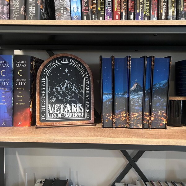 Velaris City of Starlight Acotar Bookshelf Sign Wooden Shelf Sitter ...