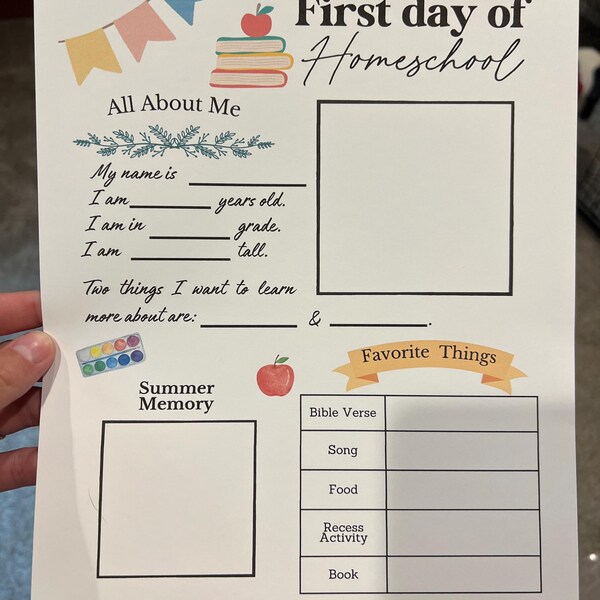 First Last Day of Homeschool Printable Back to School Questionnaire ...