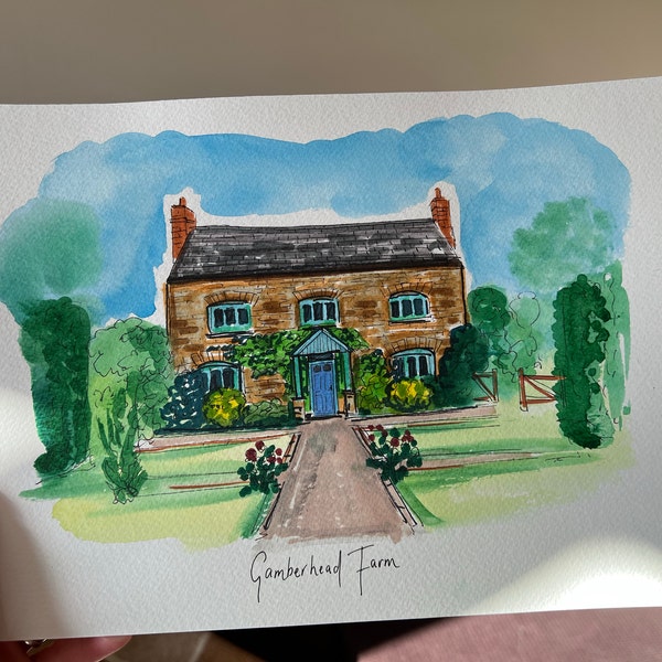 Custom House Portrait, Hand Painted House, Housewarming Gift, First ...