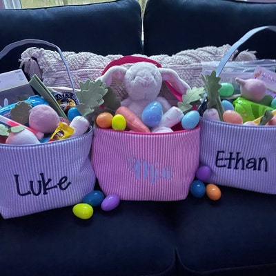 Monogram Easter Bucket, Monogram Easter Baskets, Monogram Easter Bag, Easter Baskets ...