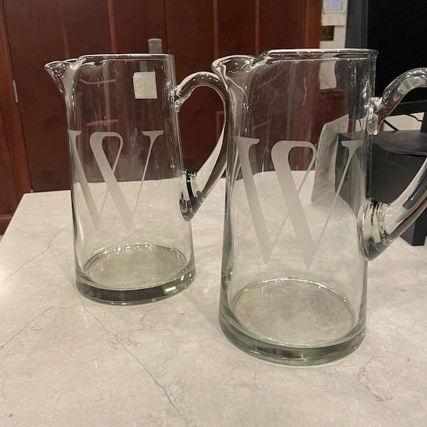 Personalized Family Name / Monogram Etched Glass Pitcher or Set - Etsy