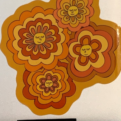 Glossy Groovy Flower Power Sticker - Etsy