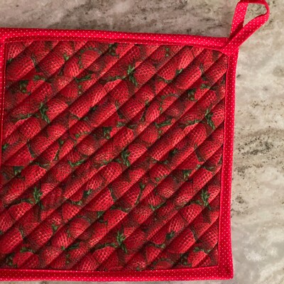 Pair 2 Oversized Handcrafted Quilted Potholders Hotpads Trivets,tasty ...
