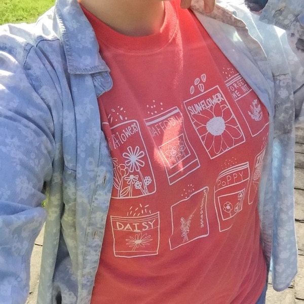 Flower T-shirt, Garden Shirt, Screen Printed T Shirt, Gardening Gift - Etsy