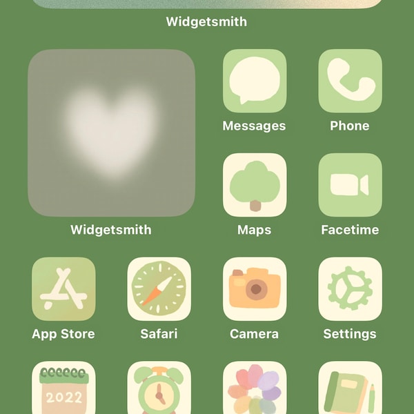 Cute Green Hand Drawn Ios & Android App Icons | Home Screen Set | App ...