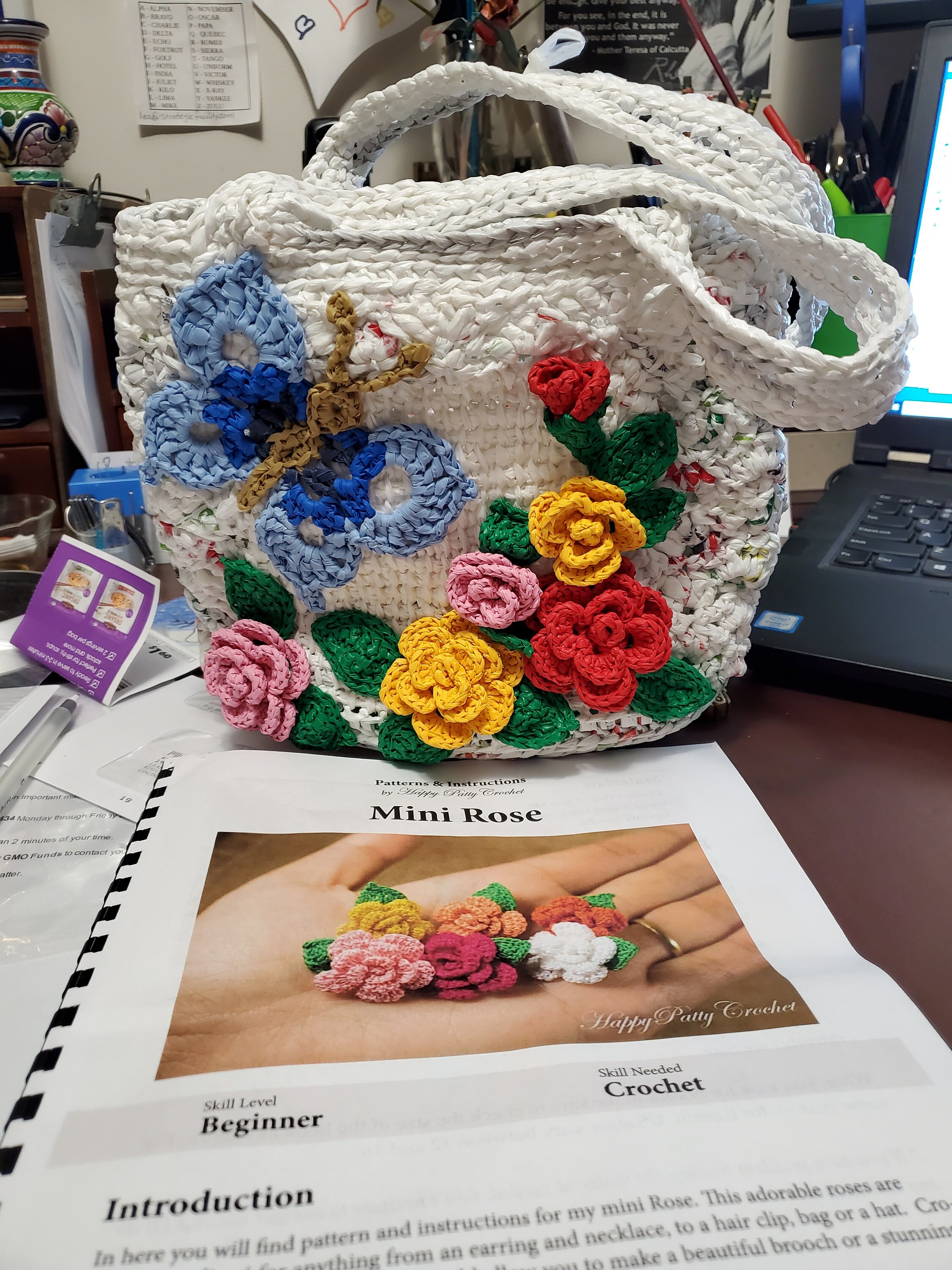 Crochet Mini Rose Pattern by Happy Patty Crochet