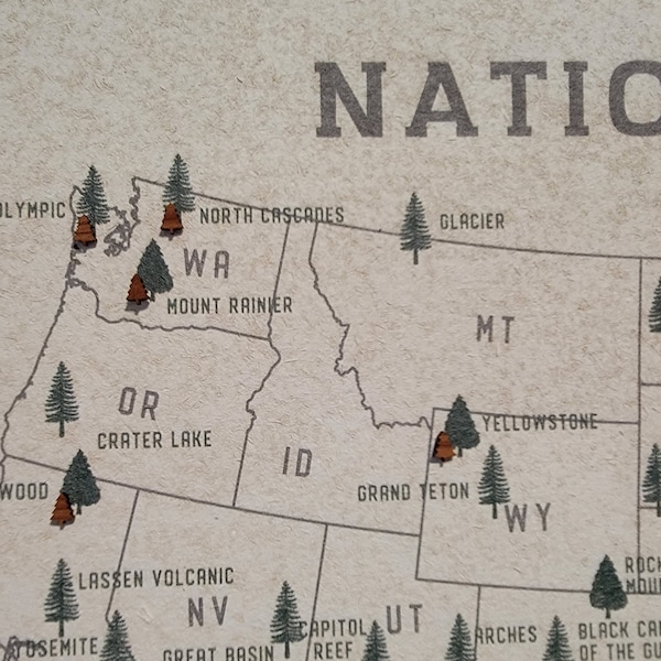 Wooden Pine Tree Push Pins: US Map Tacks, Office Decor, Handmade in the ...