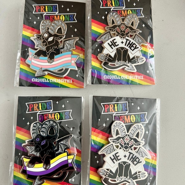 24 Flags Pride Demons Hard Enamel Pin LGBTQ / Rainbow Glitter Gay Pride ...