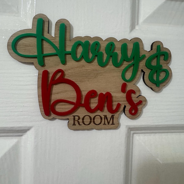 Personalised Siblings Name Bedroom Sign With 2 Colours, Door Plaque for ...