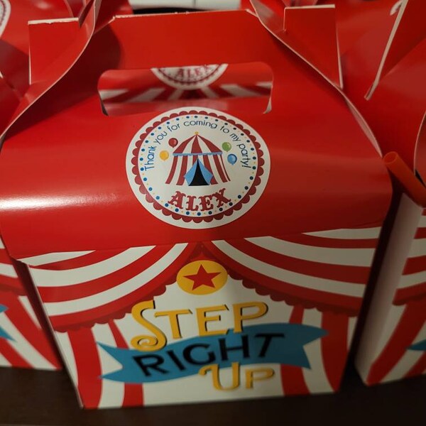 Personalized Circus Tent Stickers, Circus Birthday Party, Circus Party ...