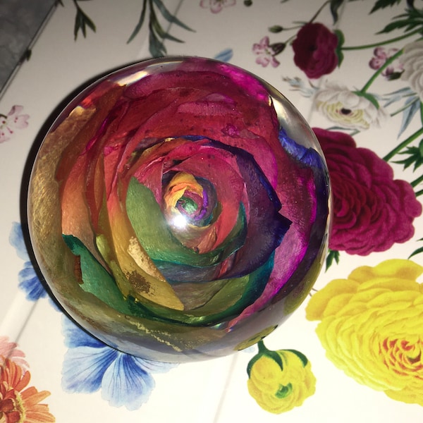 Rainbow Forever Rose - Real Rose Preserved in Resin - Anniversary Gift ...
