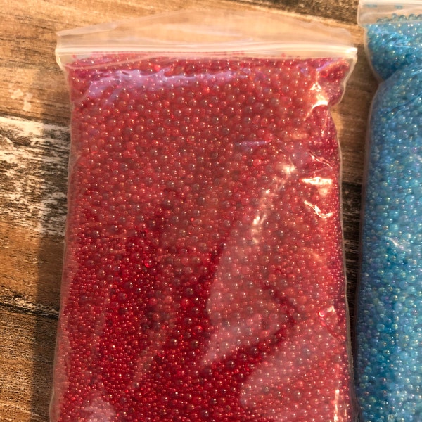 100 Grams Iridescent Red Clear Glass Assorted Size Microbeads, No Hole ...