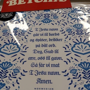 Norwegian Blessing (table Prayer), Limited Edition Nordic Print ...