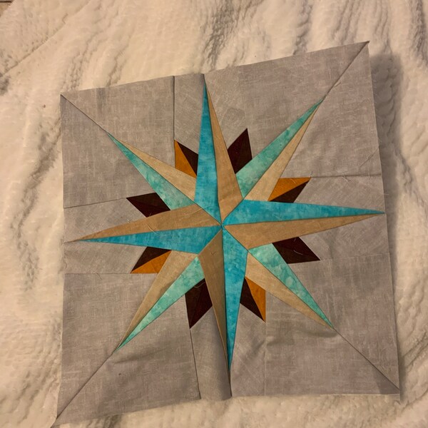 Compass Rose Quilt Block, Christmas Star, Instant Download, 12 8 & 6 ...