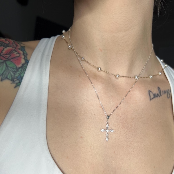 925k Sterling Silver Pave Cross Pendant, Holy Cross Necklace, Cross ...