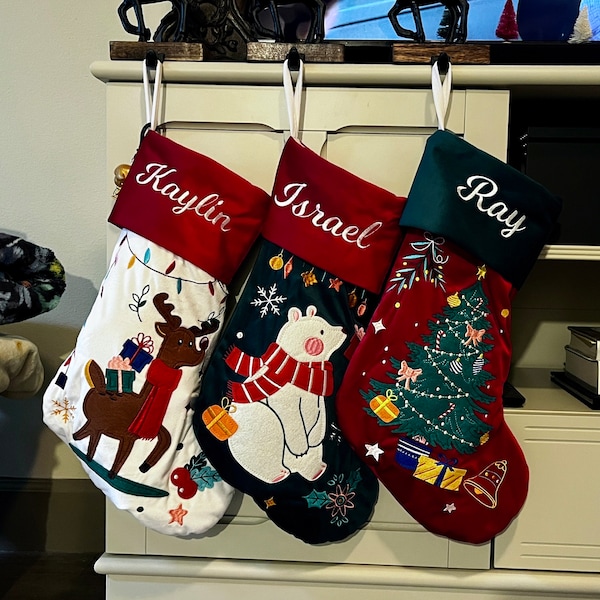 Personalized Christmas Stockings Luxury Velvet Stocking Embroidered ...