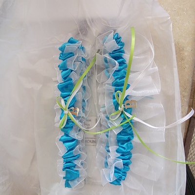 Handcuffs Navy Blue and Black Wedding Garter or Set Something Blue ...