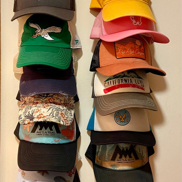Holds 10 Baseball Hats, Wall Hat Rack, Baseball Hats, Baseball Hat Rack ...