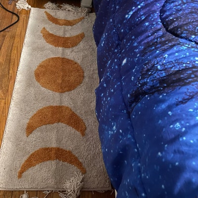 Boho Bathroom Rug Runner Moon Phases Bath Mat With Tassels Half Moon ...