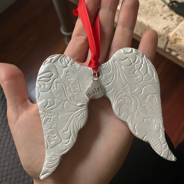 Silver Angel Wing Memorial Ornament Sympathy Gift | Loss of Loved One ...