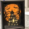 Spooky House Halloween Shadow Box Template, Layered Paper Cut ...
