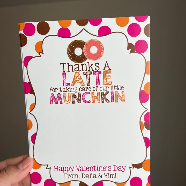 PRINTED Dunkin Donuts Gift Card Holder, Thanks A Latte for Taking Care ...