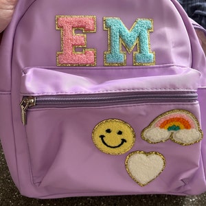 Custom Nylon Mini Backpack With Chenille Letters Personalized Backpack ...