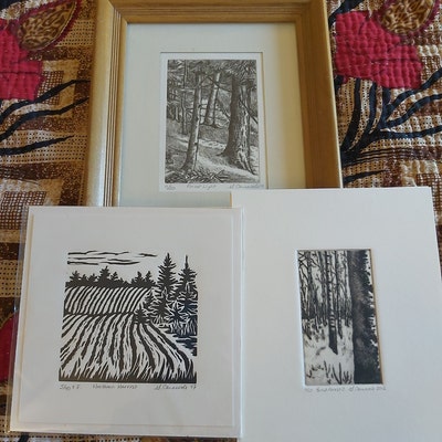 Northern Harvest Original Black & White Linocut Relief Print - Etsy