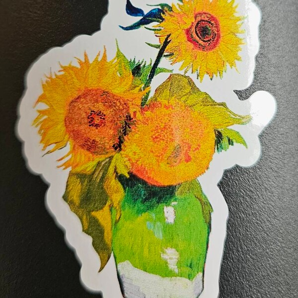 First Rendition of Sunflowers Cutout Sticker, Waterproof Vinyl Sticker ...