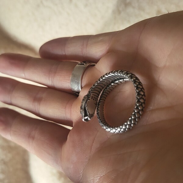 Snake Handmade Sterling Silver Men Ring, Serpent Unique Animal Ring ...