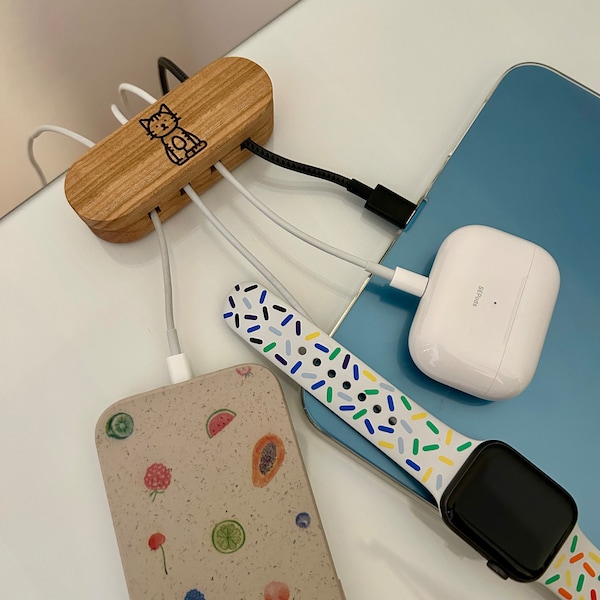 Wooden Cable Holder Mahogany Walnut Cherry | Desk Wire Organizer ...