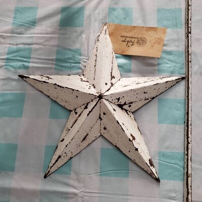 White Star Christmas Tree Topper Decoration White Metal Star 12 ...