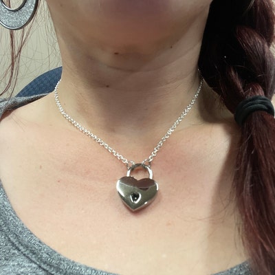 Bdsm Jewelry Submissive Jewelry Heart Lock Necklace Mature Locking ...