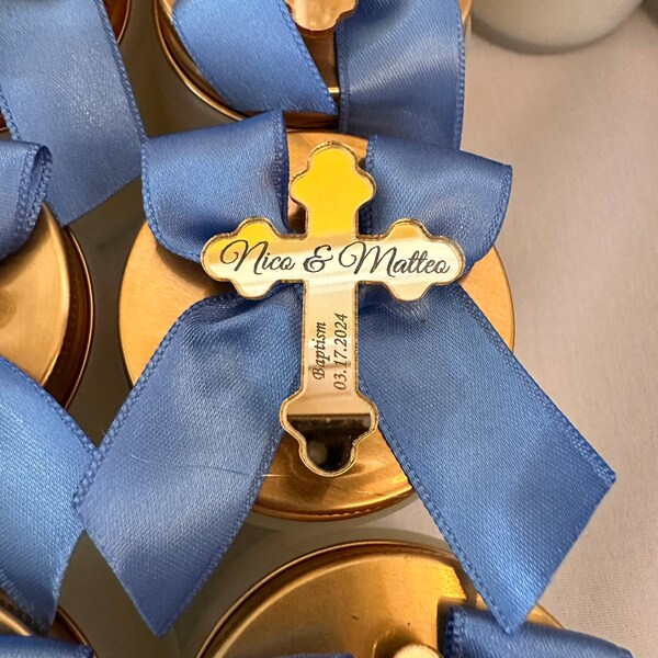 Personalized Baptism Favor Tag: Silver Mirror Acrylic Angel, Custom ...
