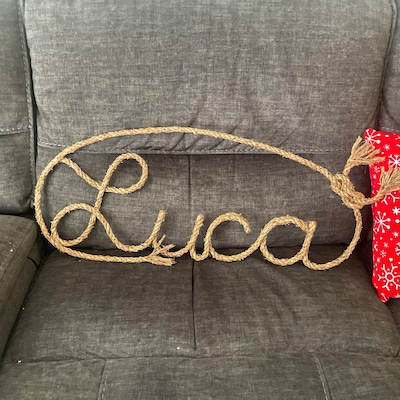 Western Rope Letter Sign: Initial Lasso, Western Decor, Rustic Letter ...